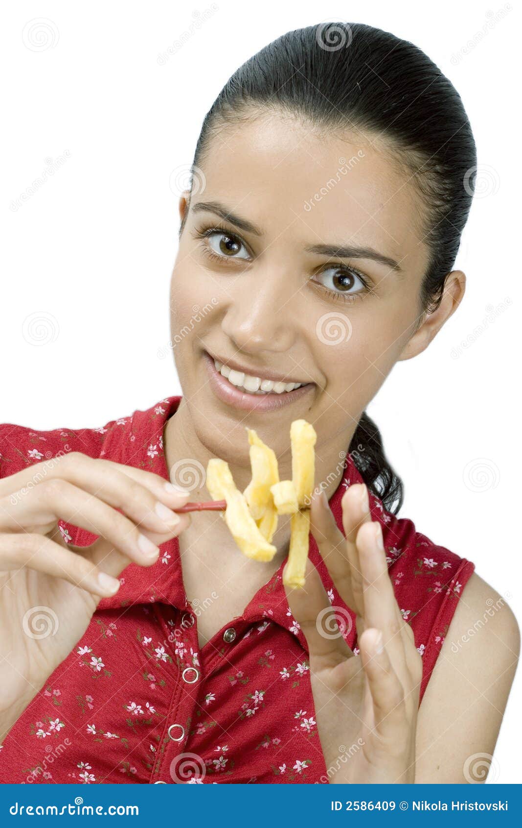 Girl eating potatoes stock image. Image of golden, dieting - 2586409