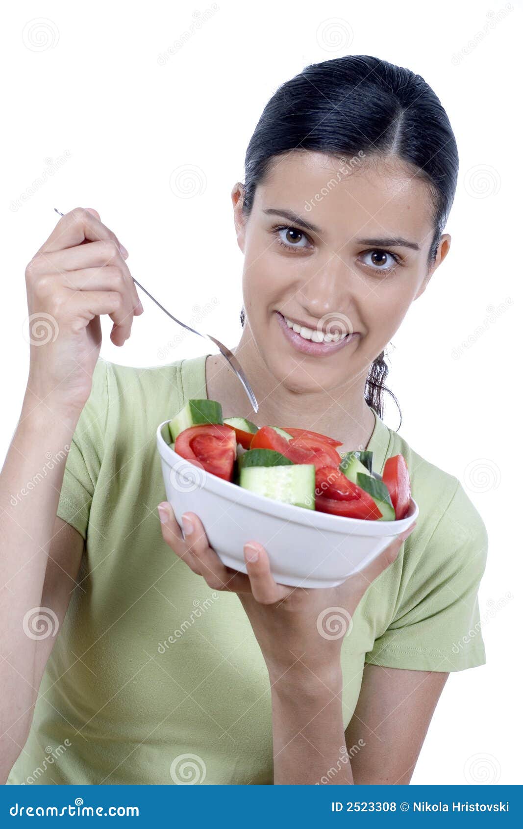 Girl eating salad stock photo. Image of ingredients, lifestyle - 2523308