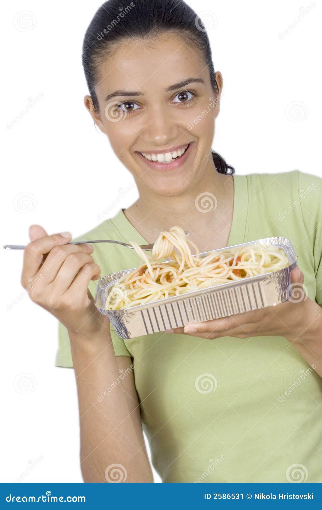 Girl eating spaghetti stock image. Image of hands, meal - 2586531
