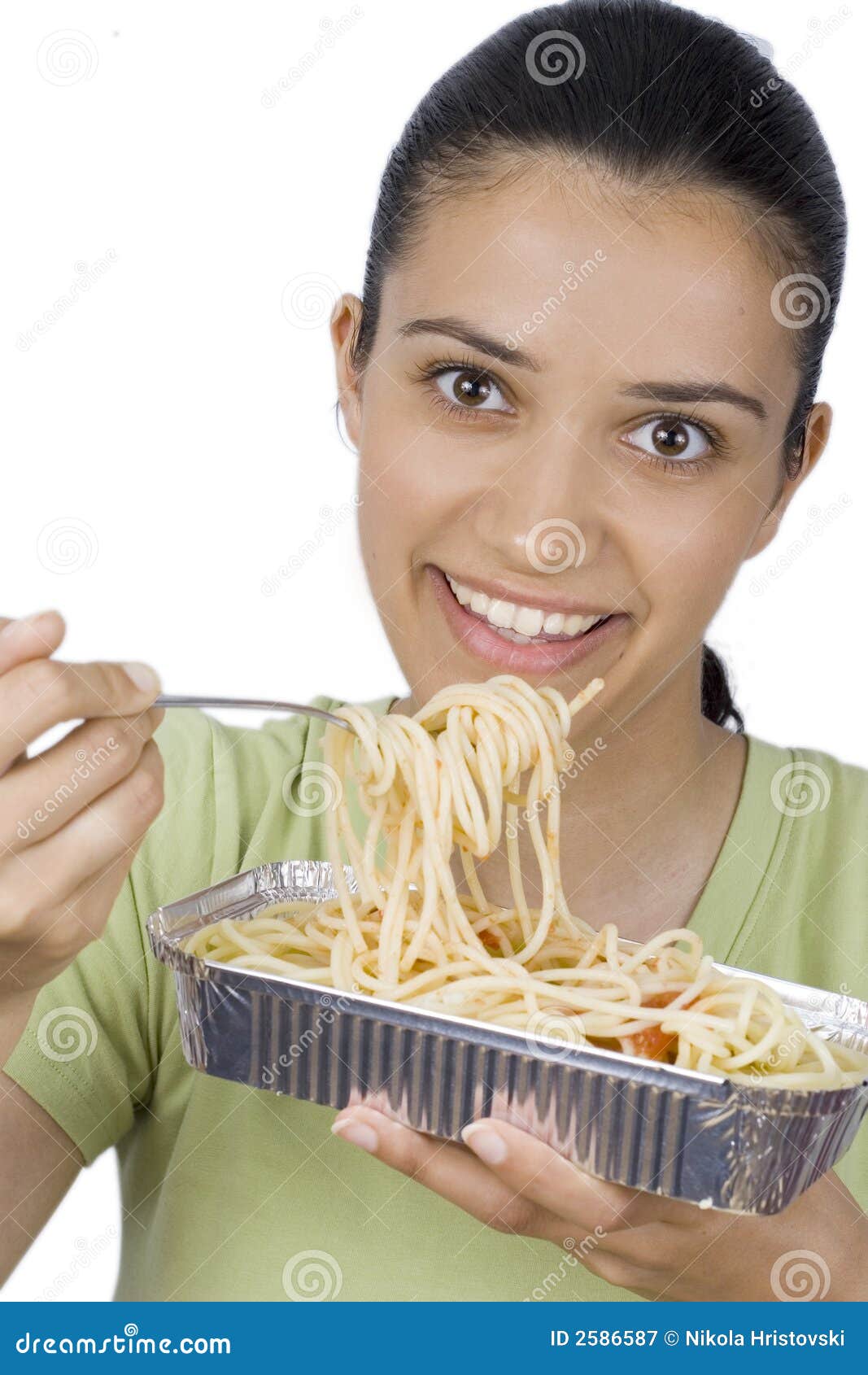 Girl eating spaghetti stock image. Image of restaurant - 2586587