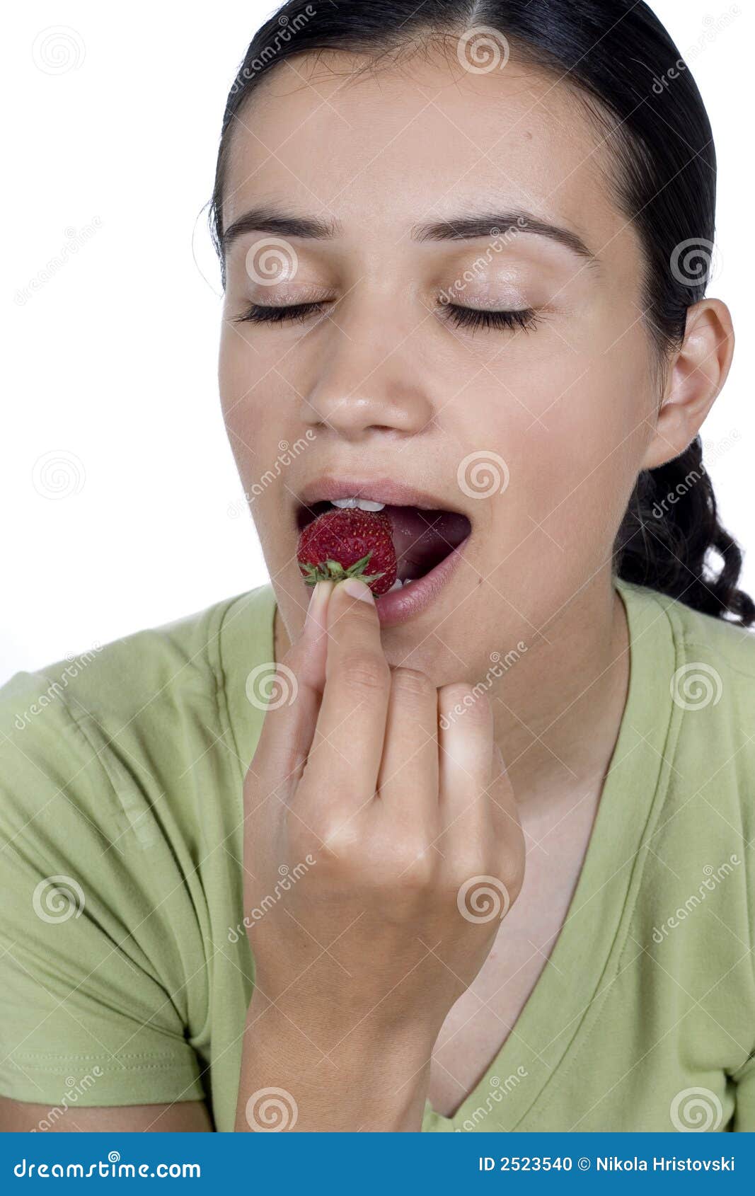 Girl eating strawberry stock photo. Image of health, fruit - 2523540