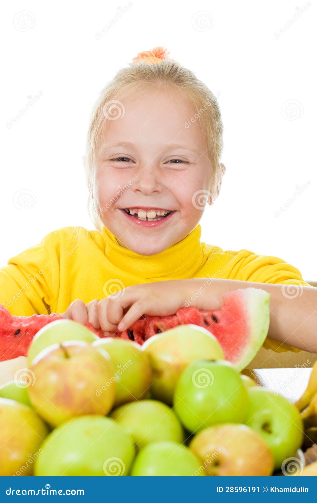 Girl eats fruit stock image. Image of healthy, happy - 28596191