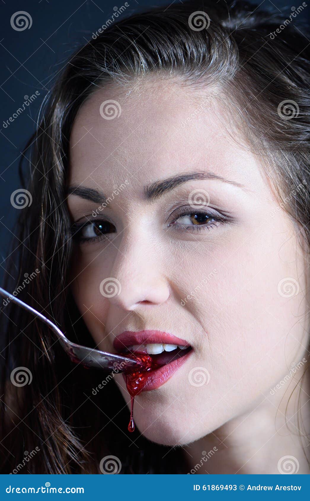 Girl eats raspberry jam stock image. Image of lady, food - 61869493