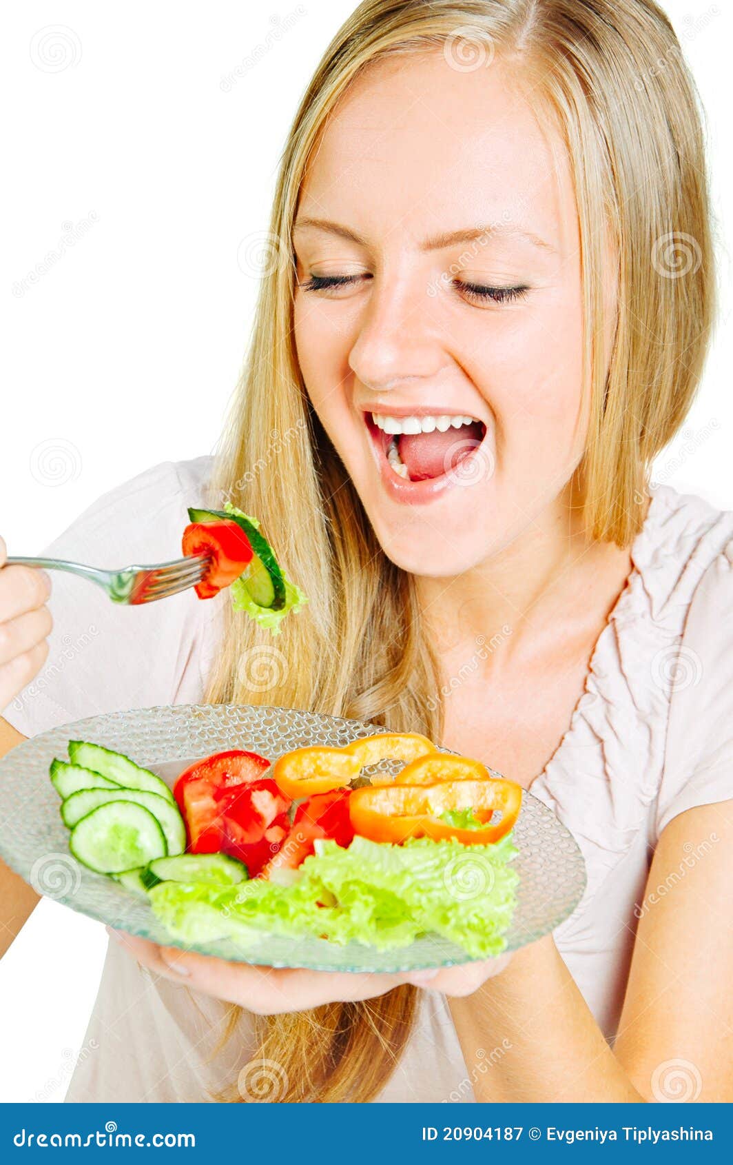 Girl eats vegetables stock image. Image of peppers, fresh - 20904187
