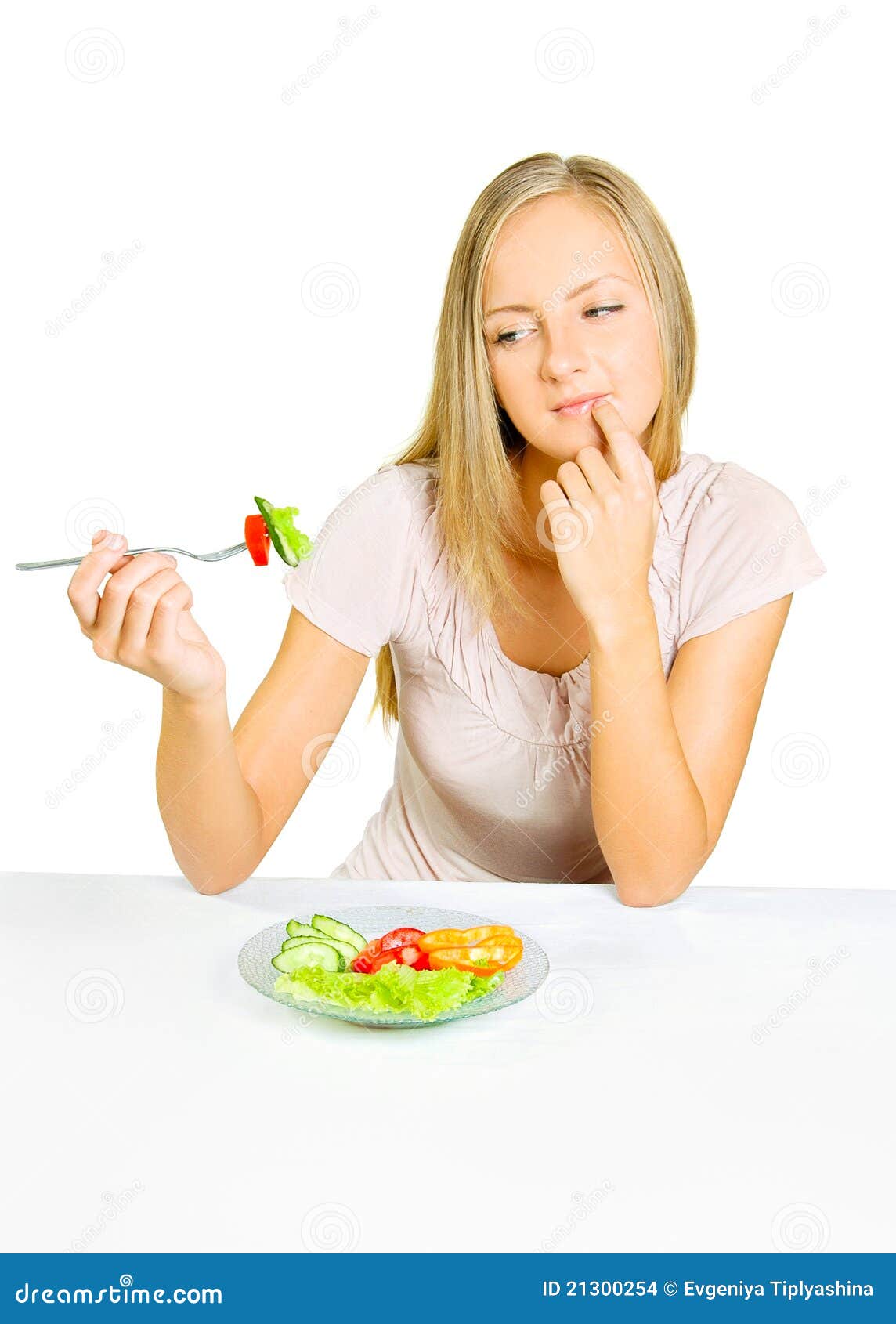 Girl eats vegetables stock photo. Image of food, board - 21300254