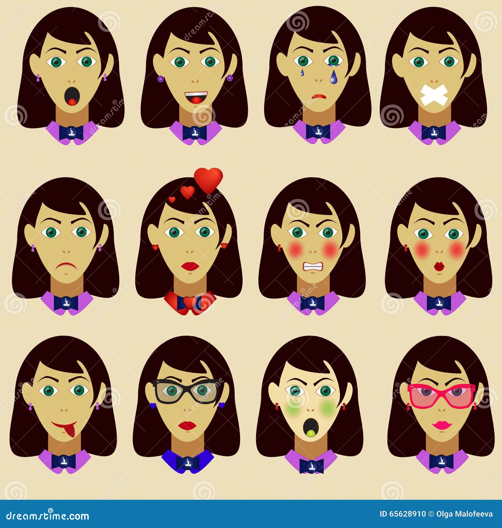 Girl emoticon vector set stock vector. Illustration of caucasian - 65628910