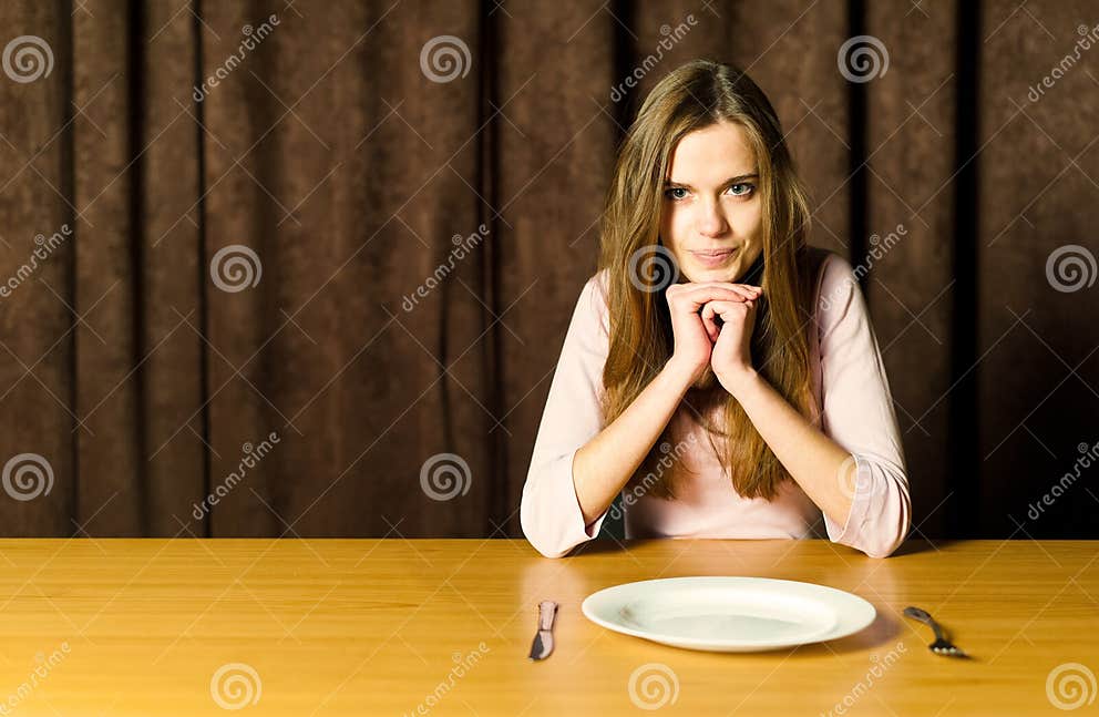 Girl with empty plate stock photo. Image of plate, female - 25064560