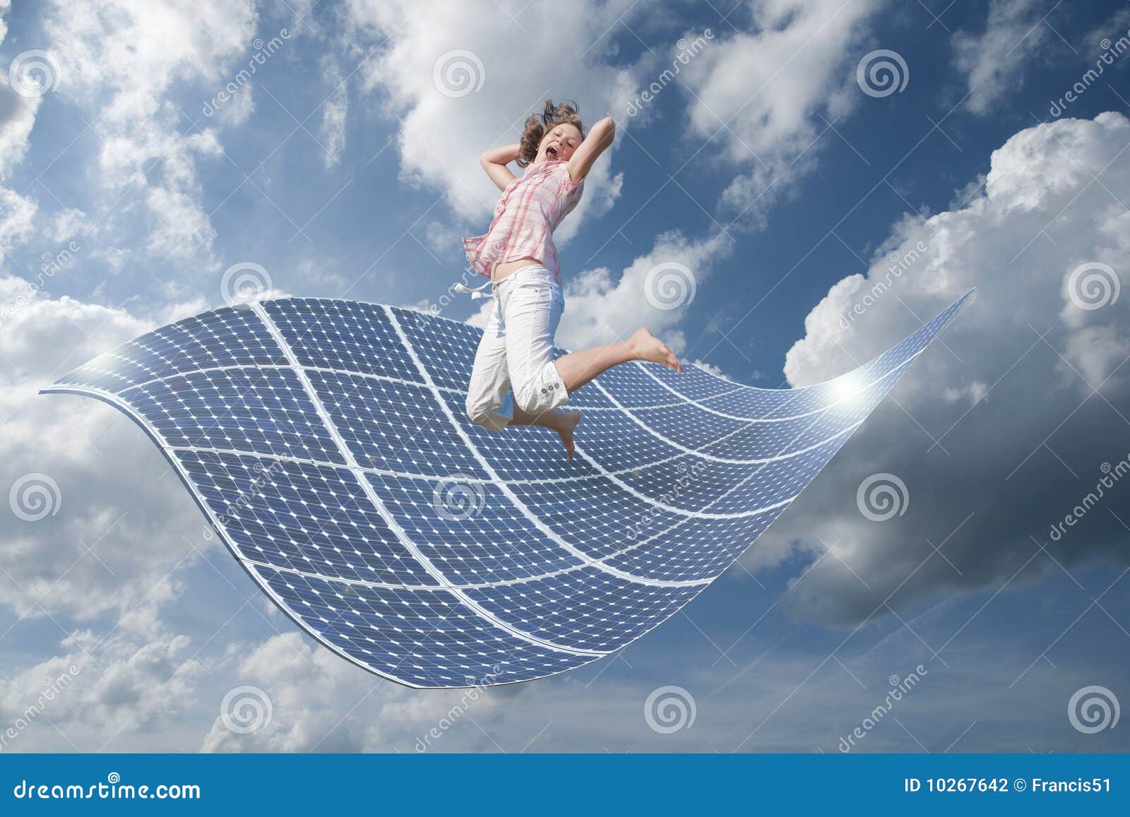Girl with energy stock photo. Image of smiling, cloudscape - 10267642