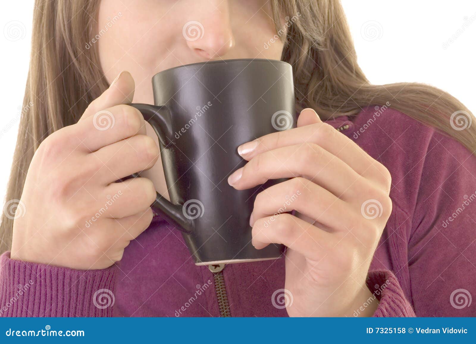 Girl enjoy cup of coffee stock photo. Image of hair, face - 7325158