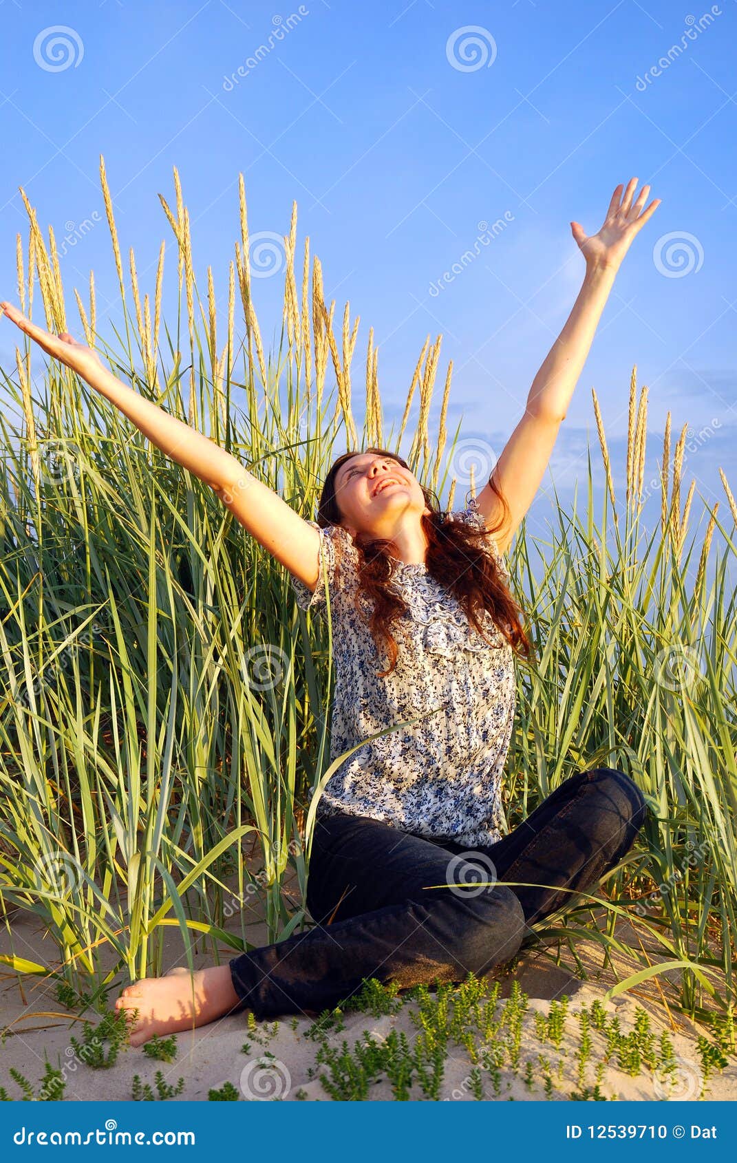 Girl enjoy the sun stock photo. Image of enjoying, fresh - 12539710