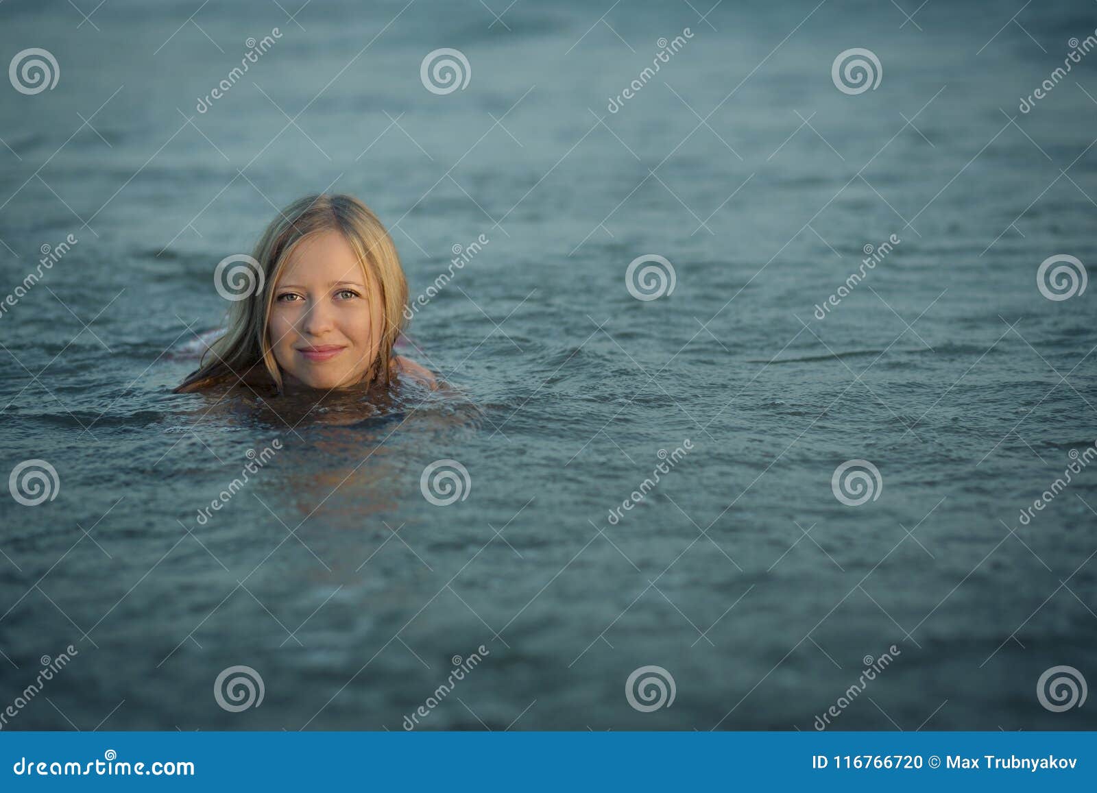 Girl Enjoying Bathing in a Blue Water Stock Photo - Image of model ...
