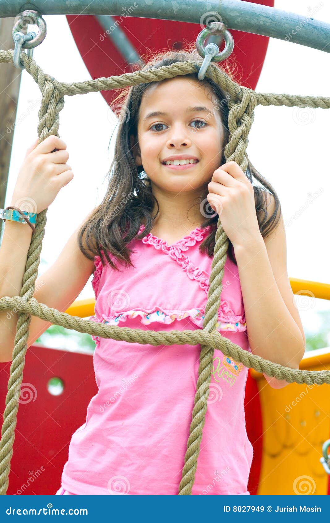 Girl Enjoying Climbing Rope Activity Stock Image - Image of keen ...