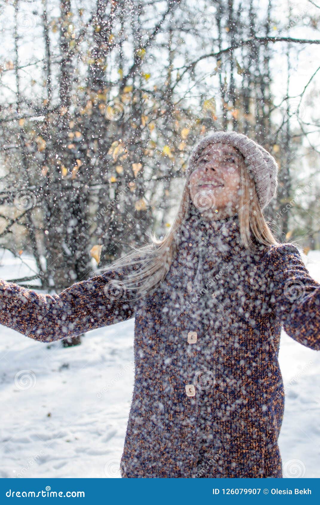 Girl enjoying first snow stock image. Image of lifestyle - 126079907