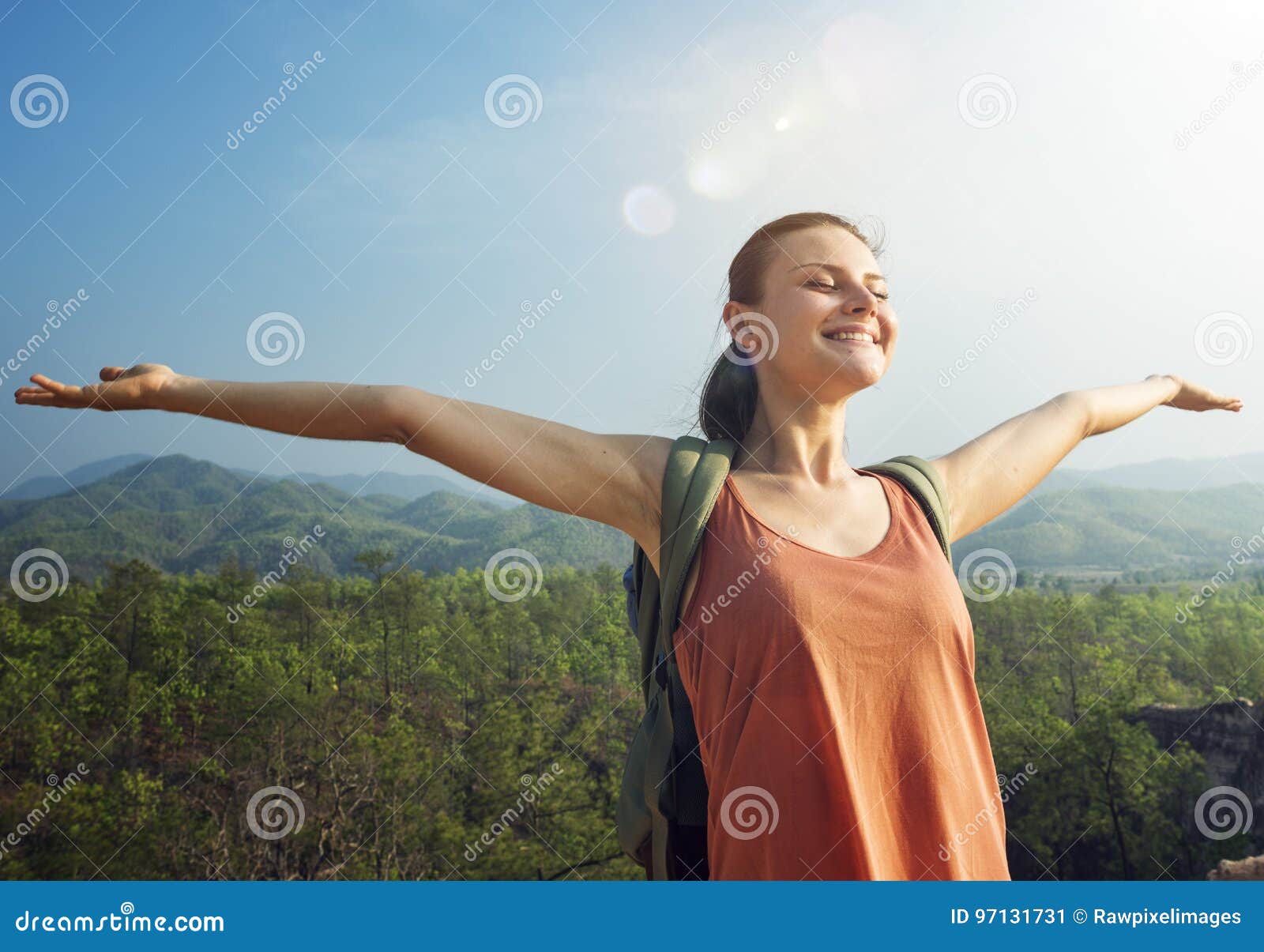 Man Enjoying Freedom In Water On The Beach Stock Image | CartoonDealer ...