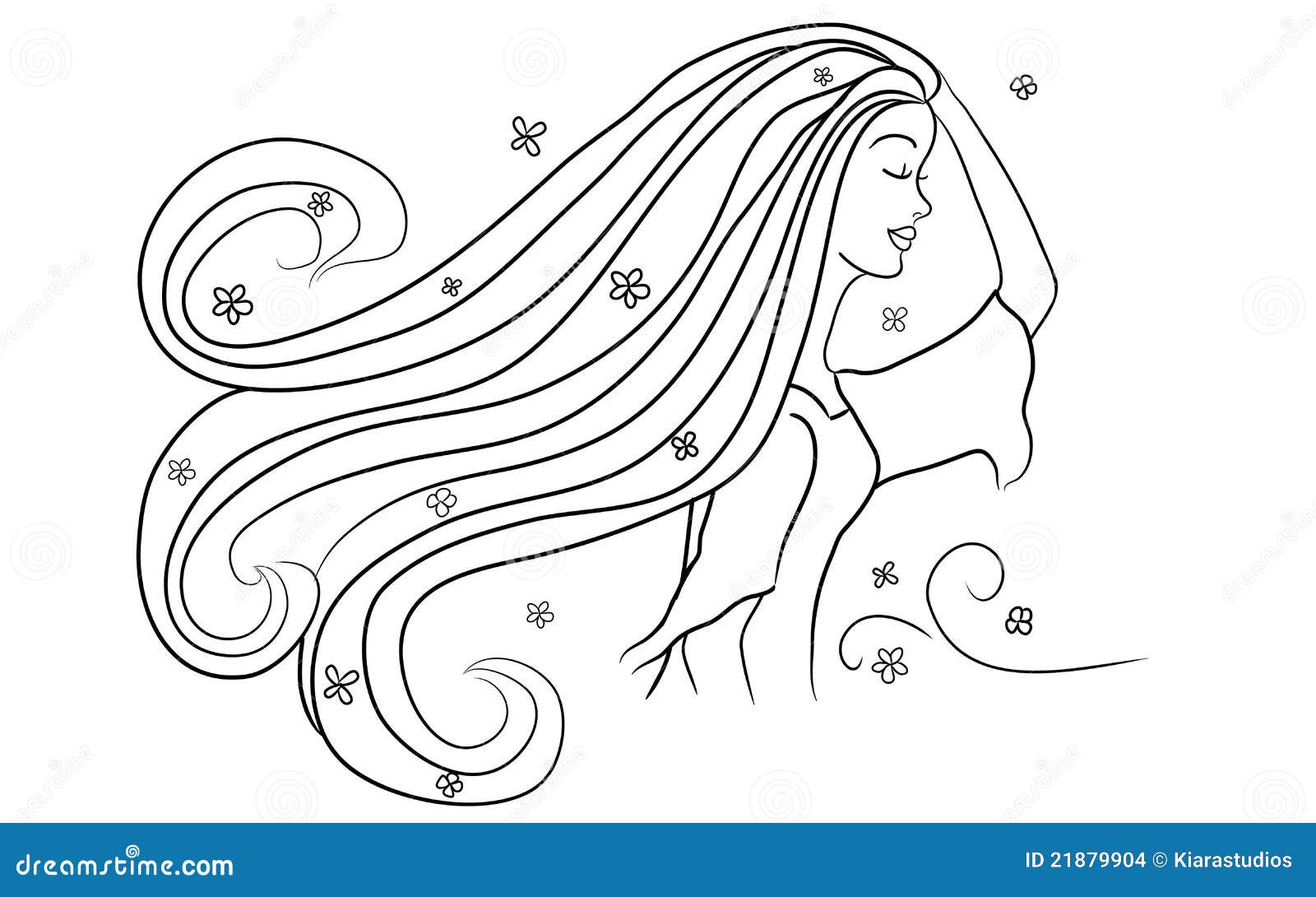 Girl Enjoying a Spring Breeze Illustration Stock Vector - Illustration ...