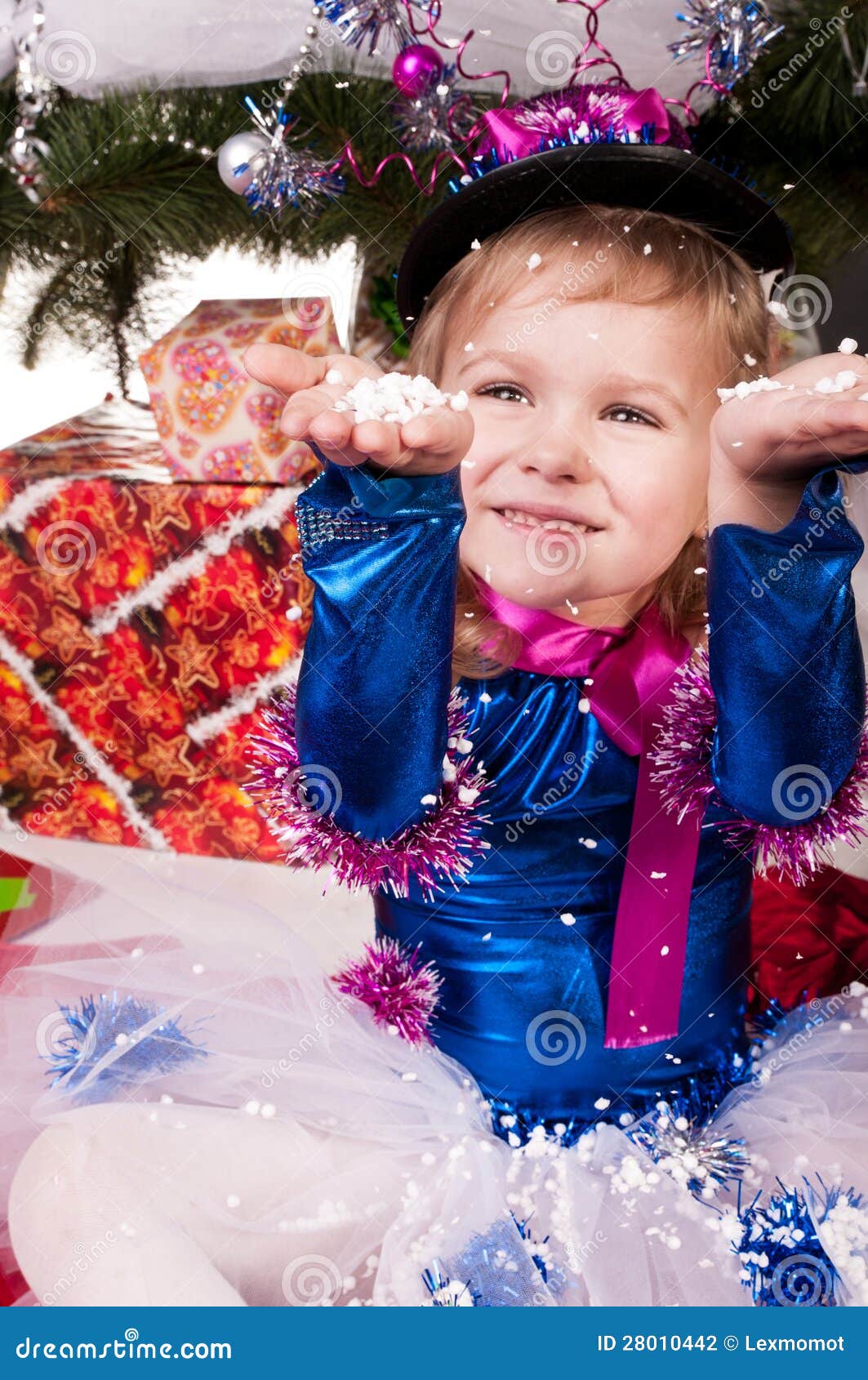 Girl Enjoys the Snow and Catch it with His Hands Stock Photo - Image of ...
