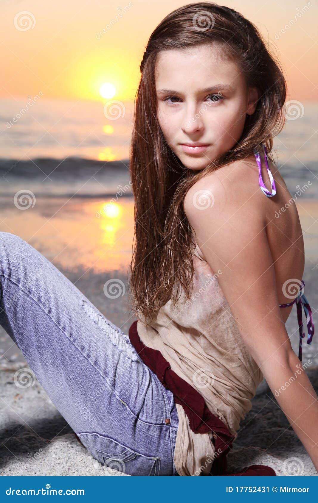 Girl Enjoys Summer Day at the Beach. Stock Image - Image of beautiful ...