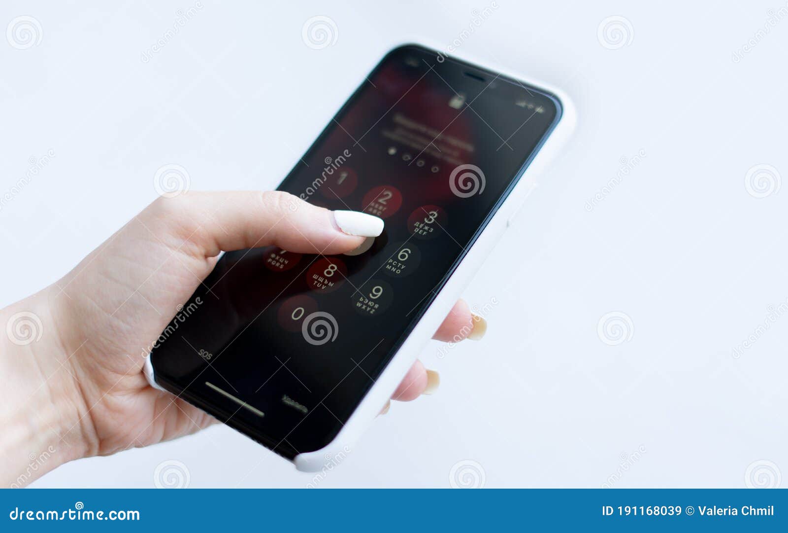 The Girl Enters the Password on the Phone Stock Image - Image of ...