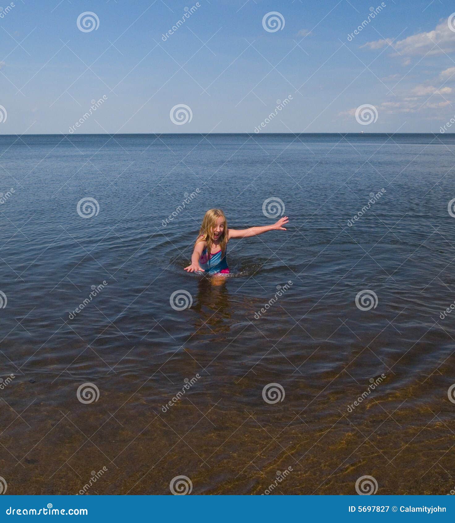 Girl Escaping Cold Water stock image. Image of girl, escape - 5697827