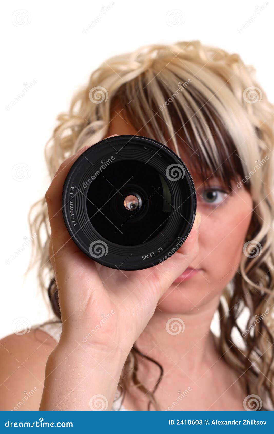Girl examine lense stock image. Image of lense, ladies - 2410603