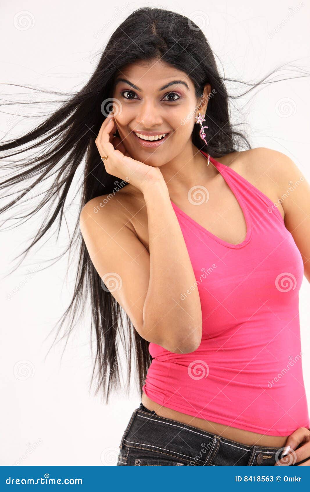 Girl in a excited mood stock image. Image of longhair - 8418563
