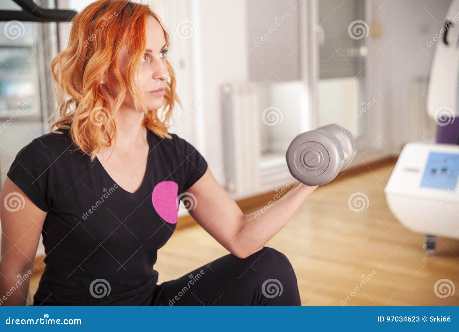 Girl exercise at the gym stock image. Image of stepping - 97034623