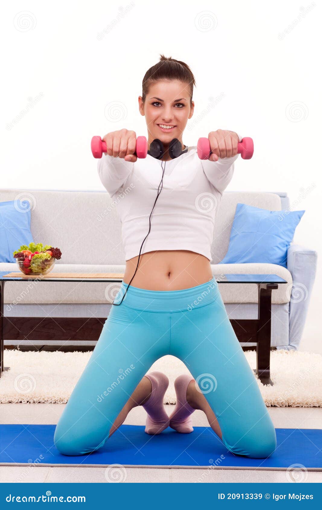 Girl exercising at home stock image. Image of beautiful - 20913339