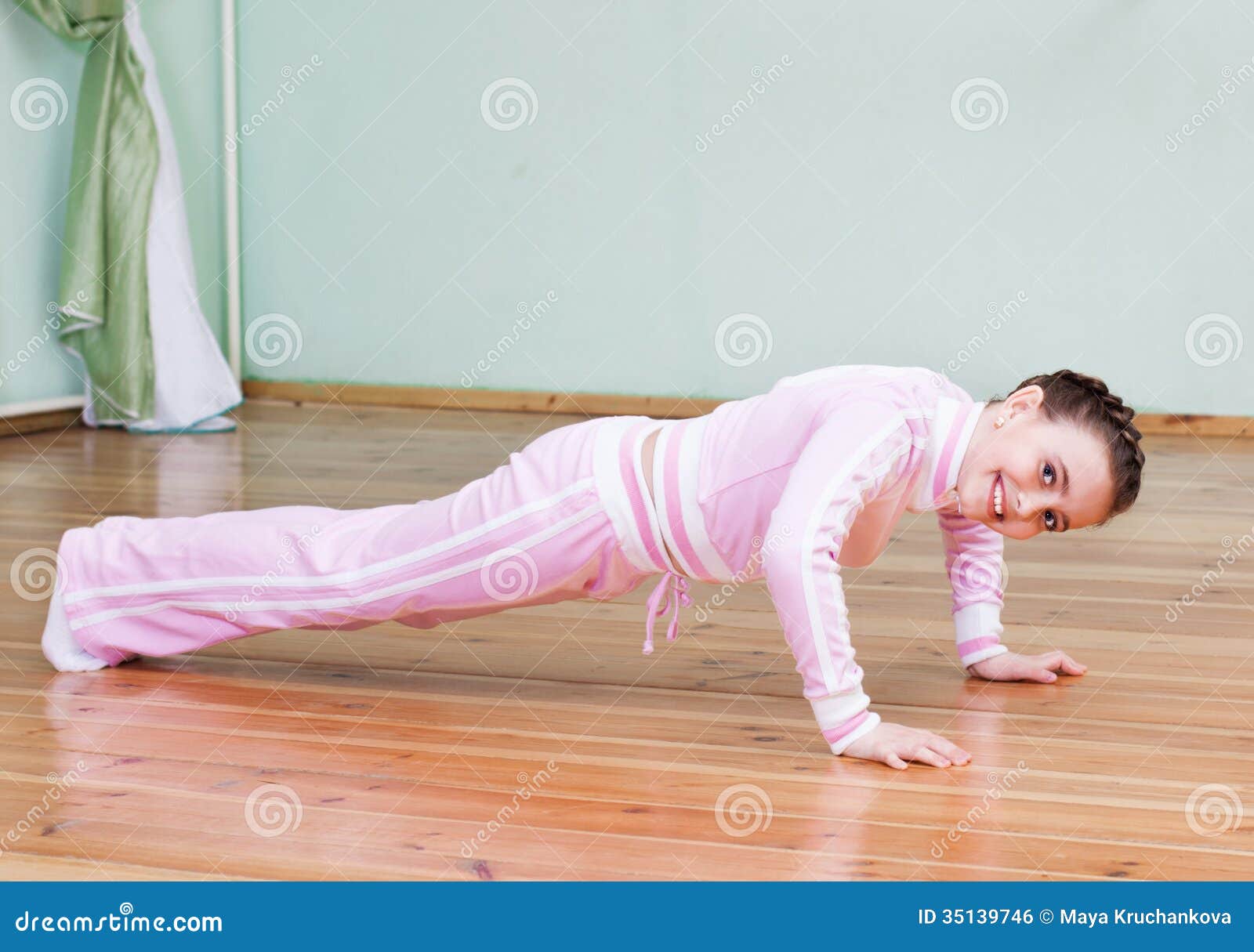 Girl exercising indoor stock photo. Image of lifestyle - 35139746