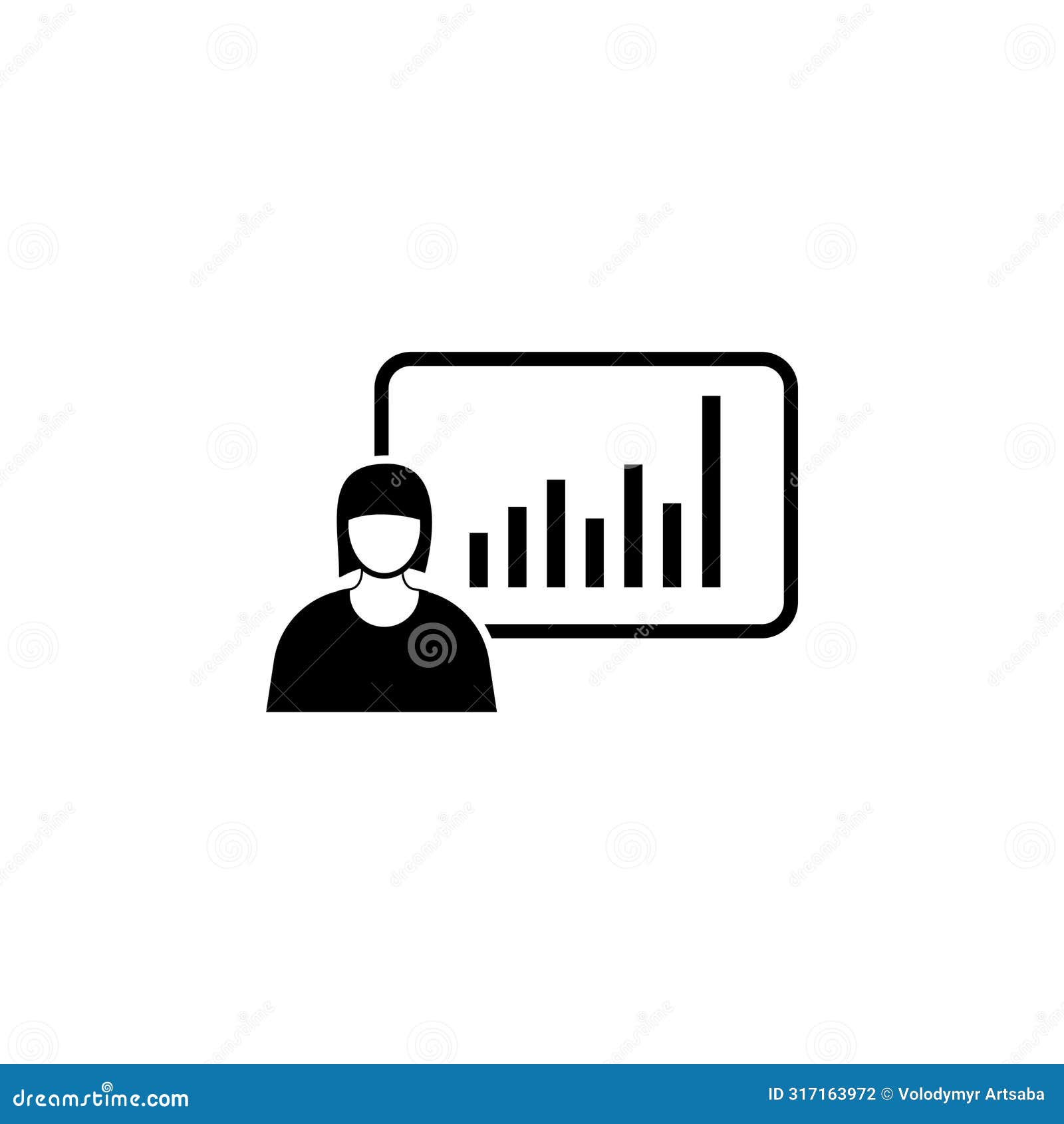 Girl Explaining Chart, Business Presentation Flat Vector Icon Stock ...