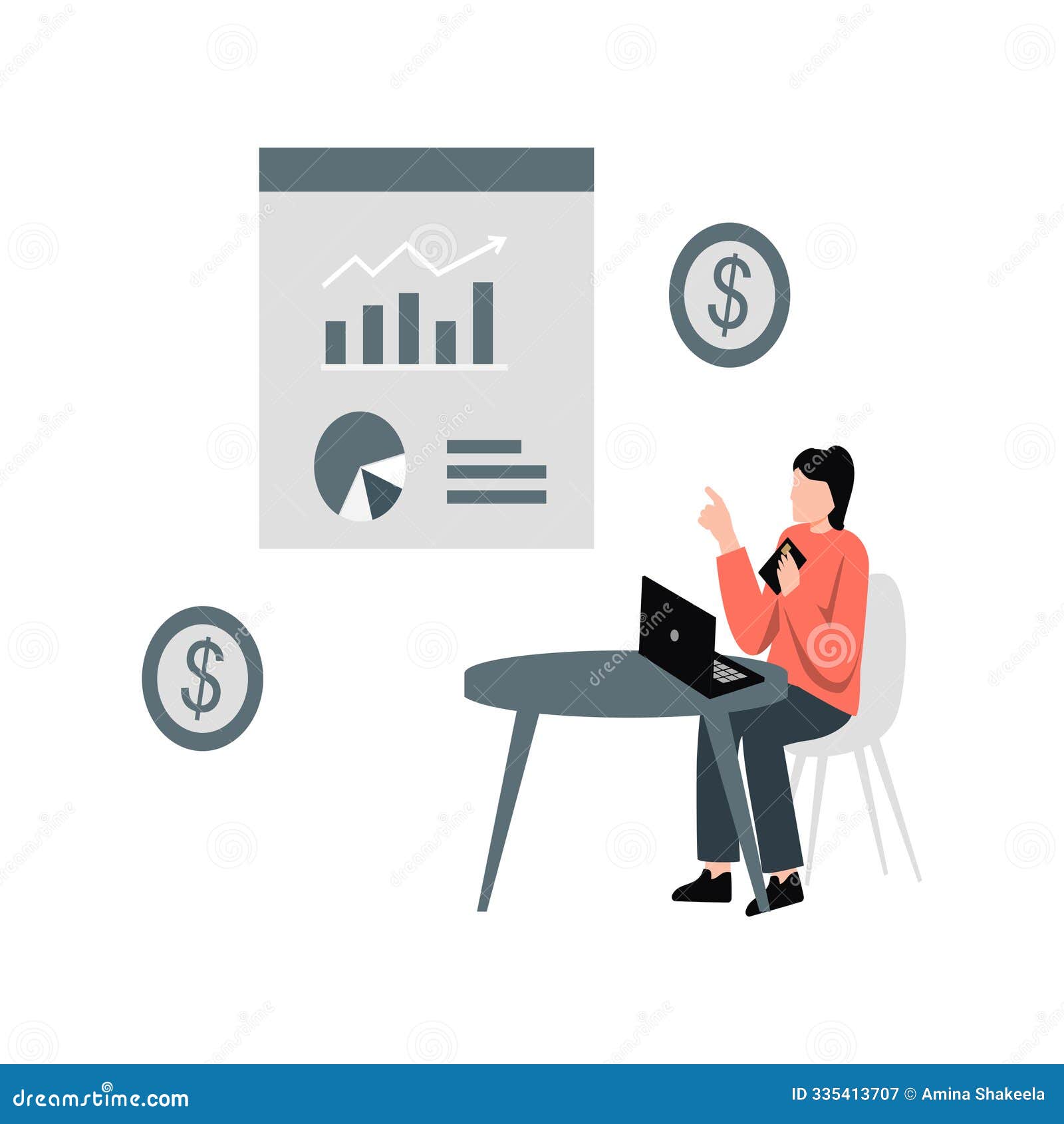 The Girl Is Explaining About Graph Royalty-Free Stock Photo ...