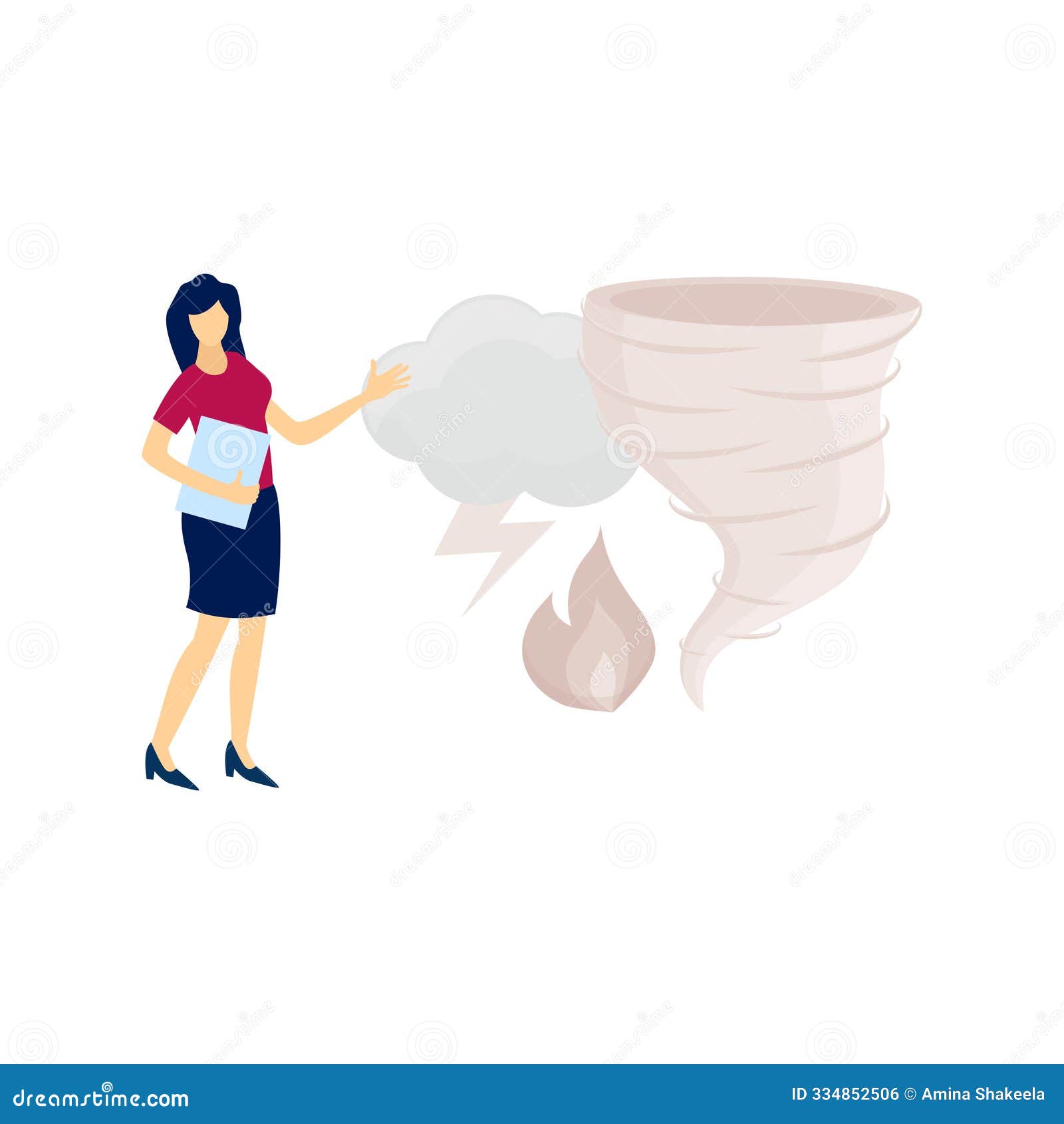 The Girl is Explaining about the Storm Cyclone Stock Illustration ...