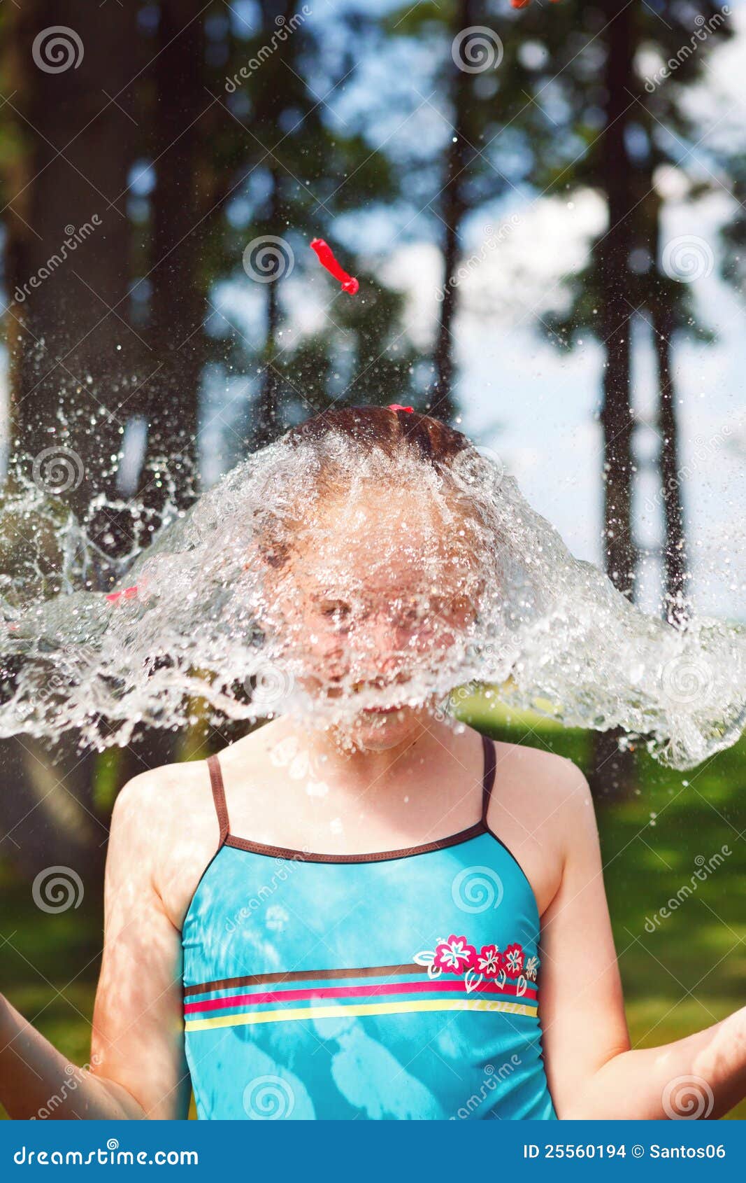 Girl with Exploding Water Bomb on Head Stock Photo - Image of outdoor ...