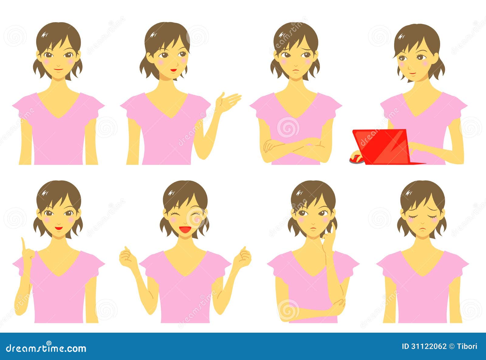 Girl, expressions, set stock vector. Illustration of smile - 31122062