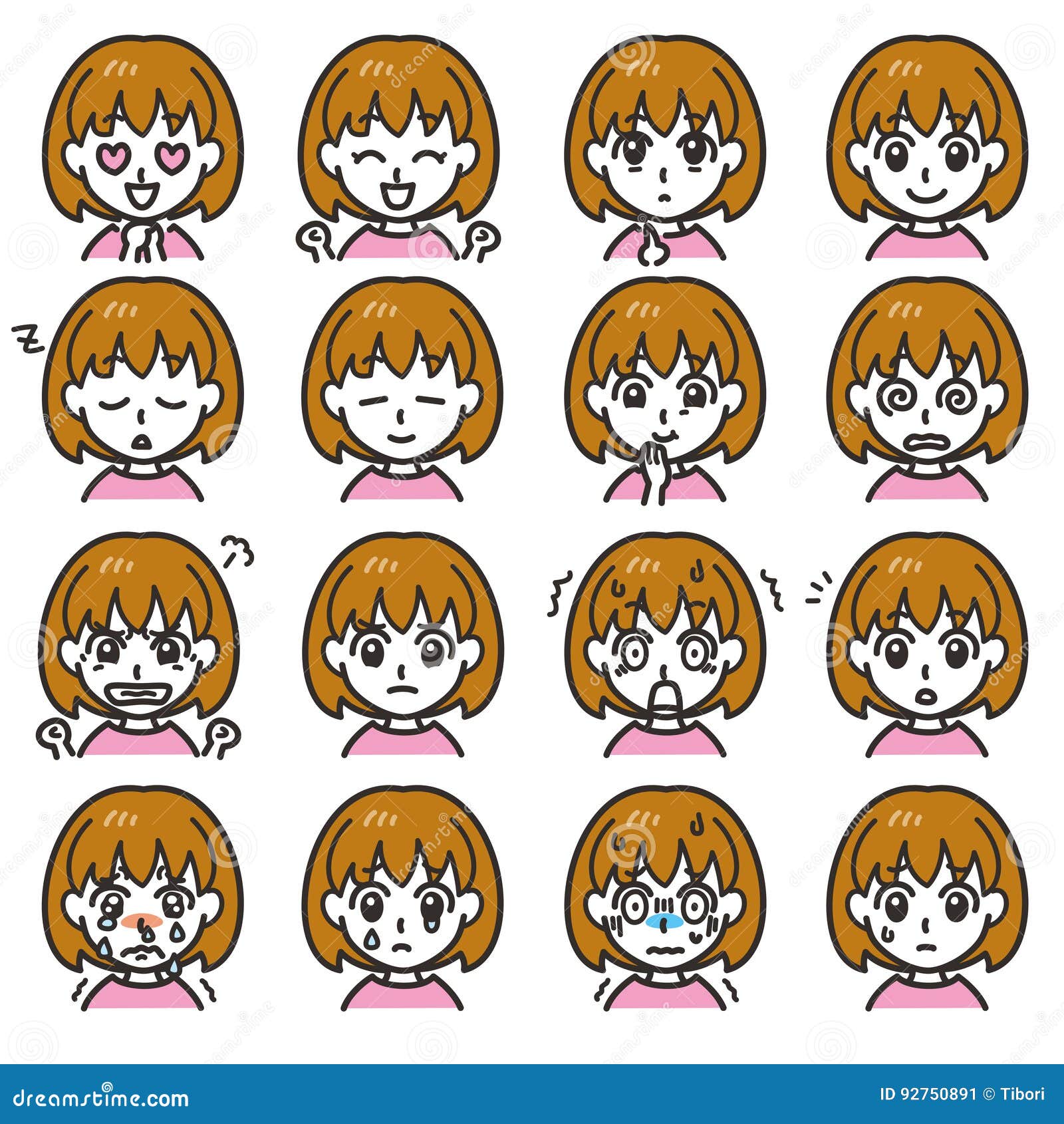 Girl expressions 01 stock vector. Illustration of happy - 92750891