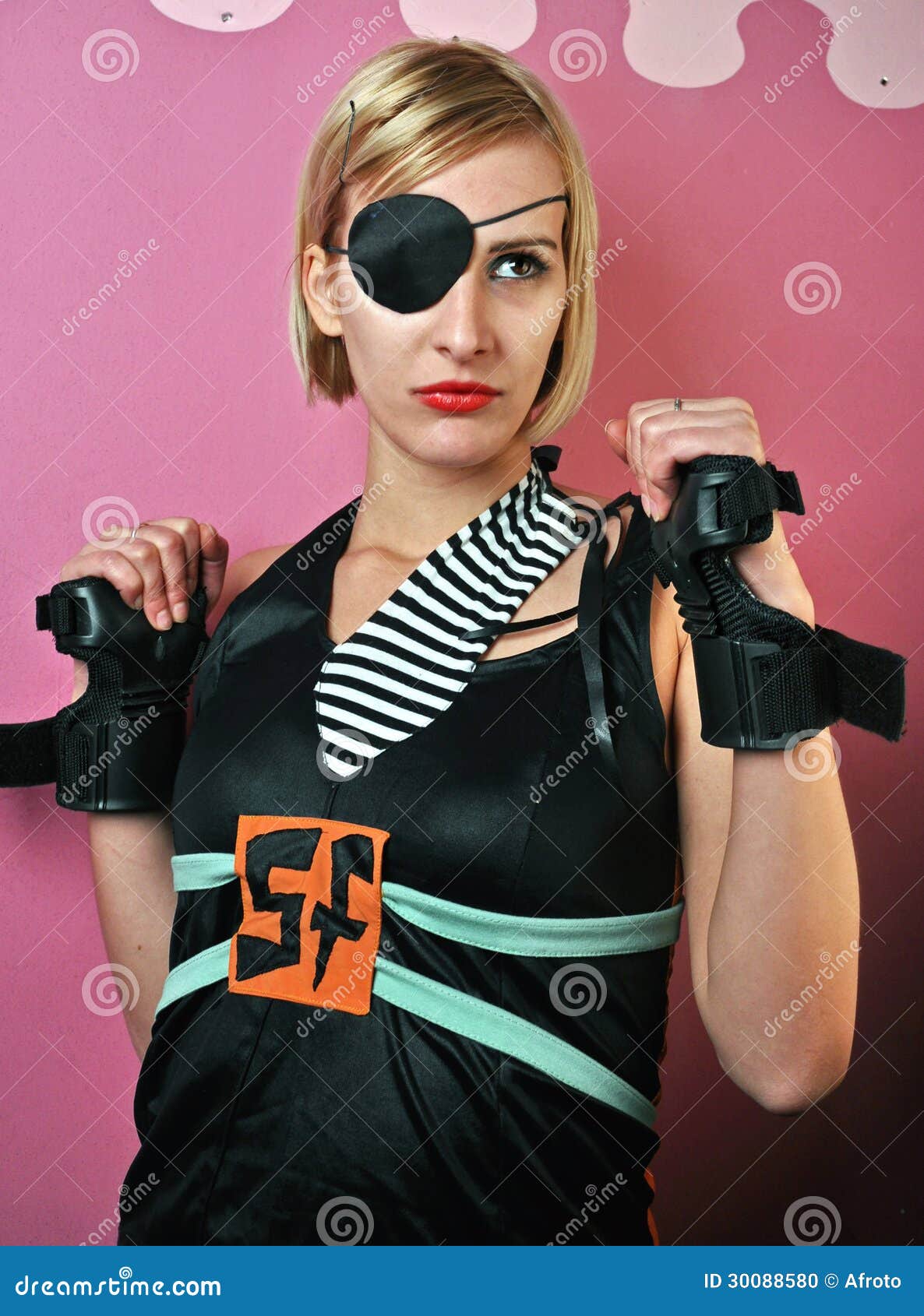 Fighting Girl with Eye Patch Stock Photo - Image of fight, black: 30088580