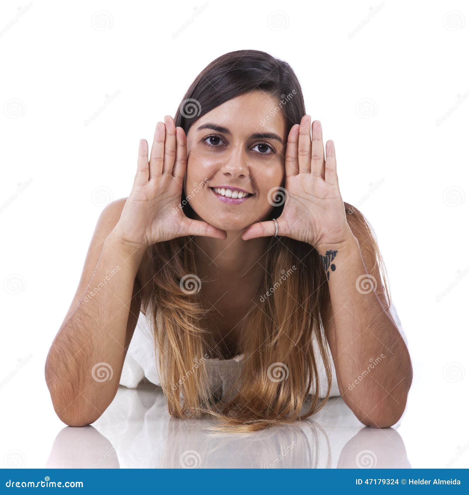Girl face framing stock photo. Image of expression, hands - 47179324