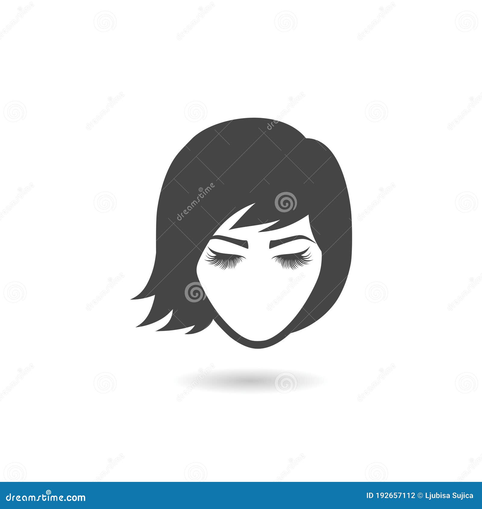 Girl face icon with shadow stock vector. Illustration of black - 192657112