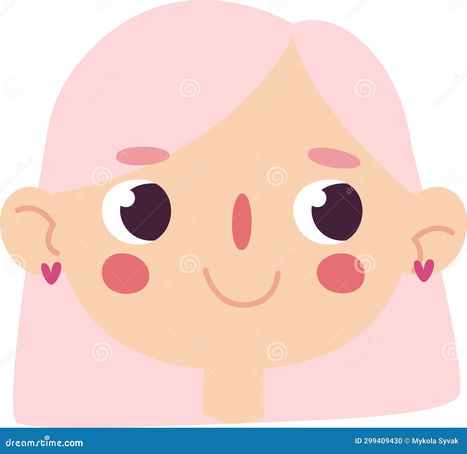 Girl Face Icon stock vector. Illustration of human, line - 299409430