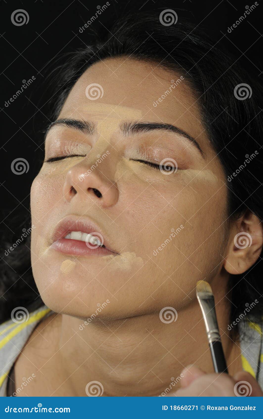 Girl Face with Make Up Being Applied Stock Image - Image of fresh ...