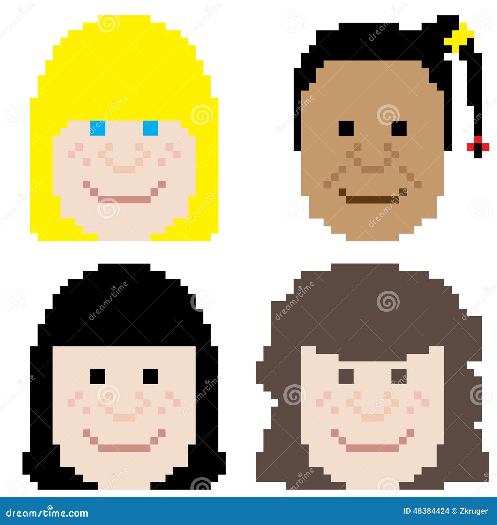 Girl face pixel art stock vector. Illustration of pixel - 48384424