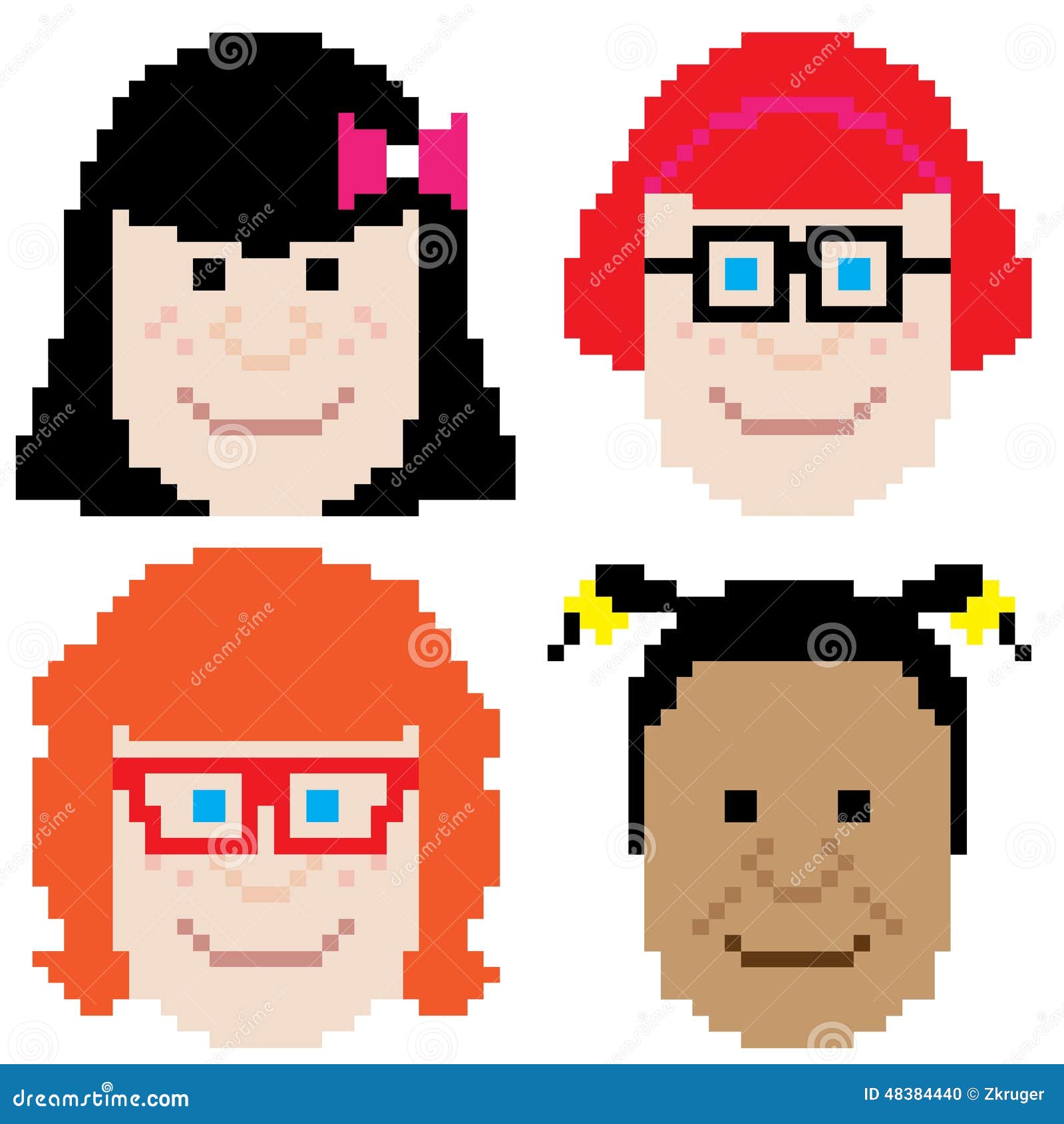 Girl face pixel art stock vector. Illustration of retro - 48384440