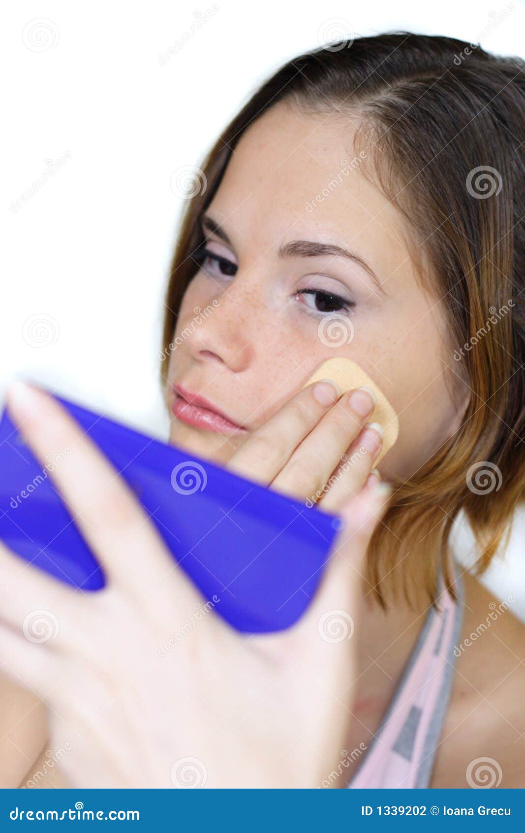 Girl with face powder stock photo. Image of apply, skin - 1339202