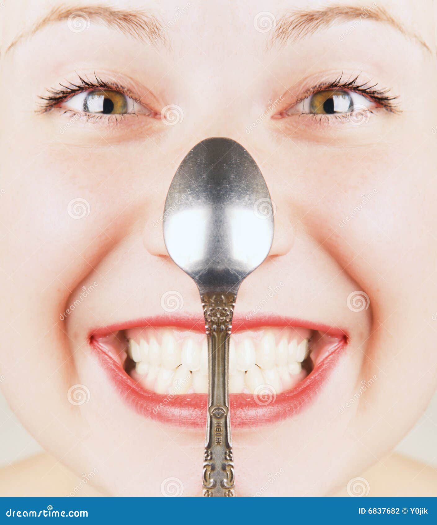 Girl face with spoon stock photo. Image of spoon, female - 6837682