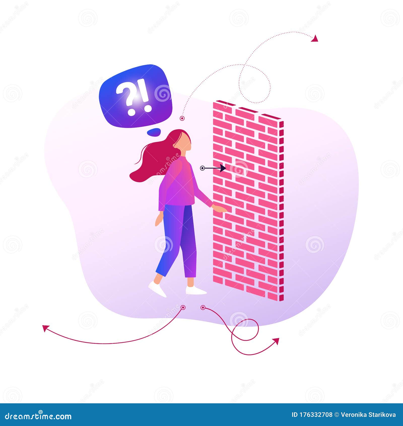 Girl Faced a Problem Vector Illustration Stock Illustration ...