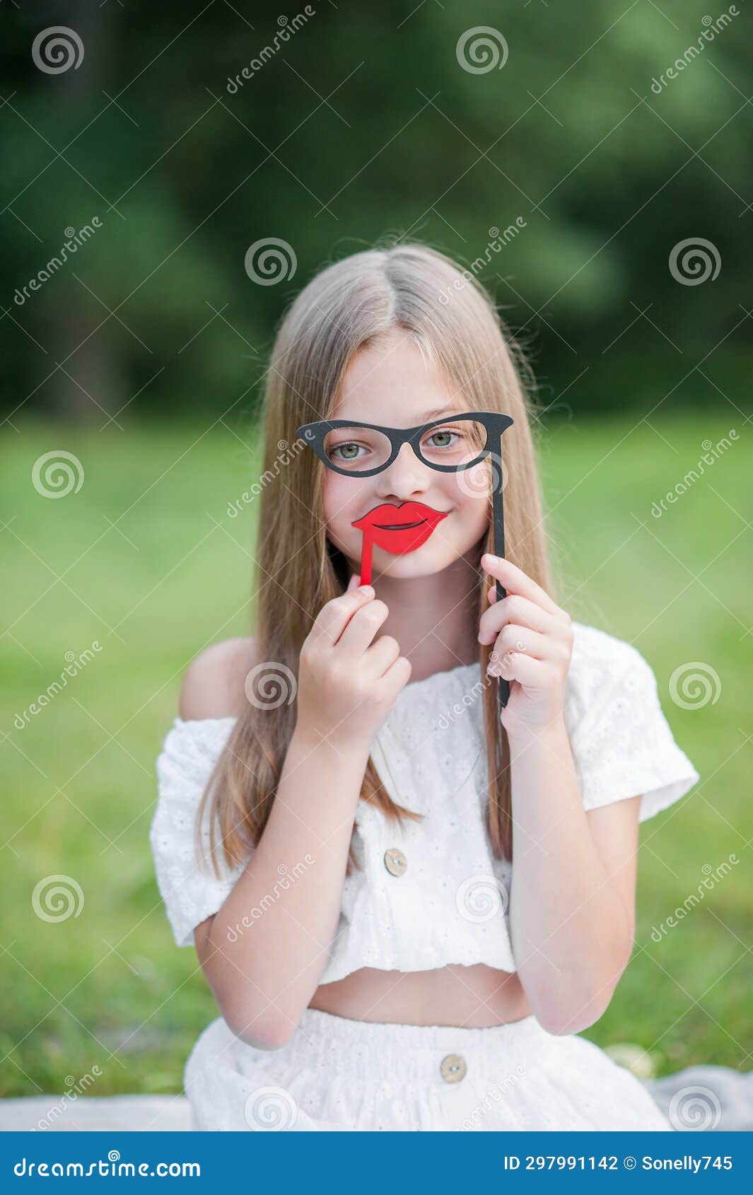 Girl with Fake Glasses and Lips. Stock Photo - Image of abstract ...