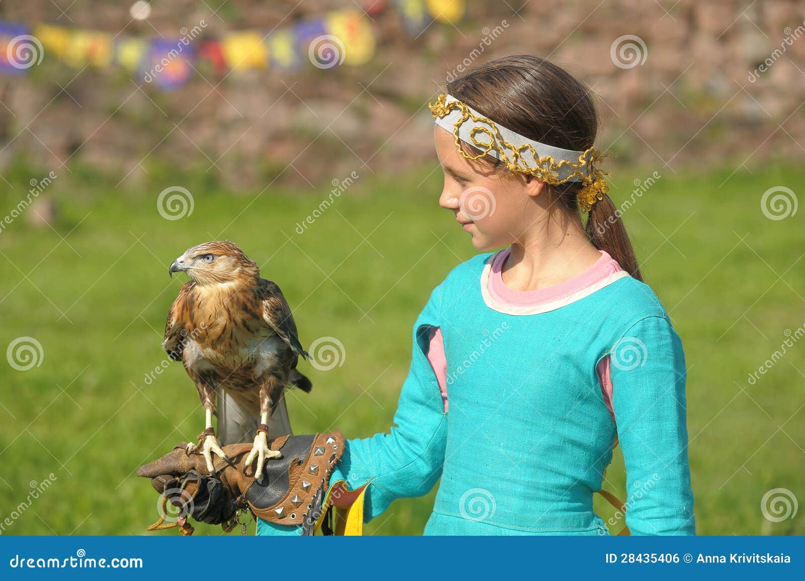 Girl with a falcon stock photo. Image of hunter, girl - 28435406