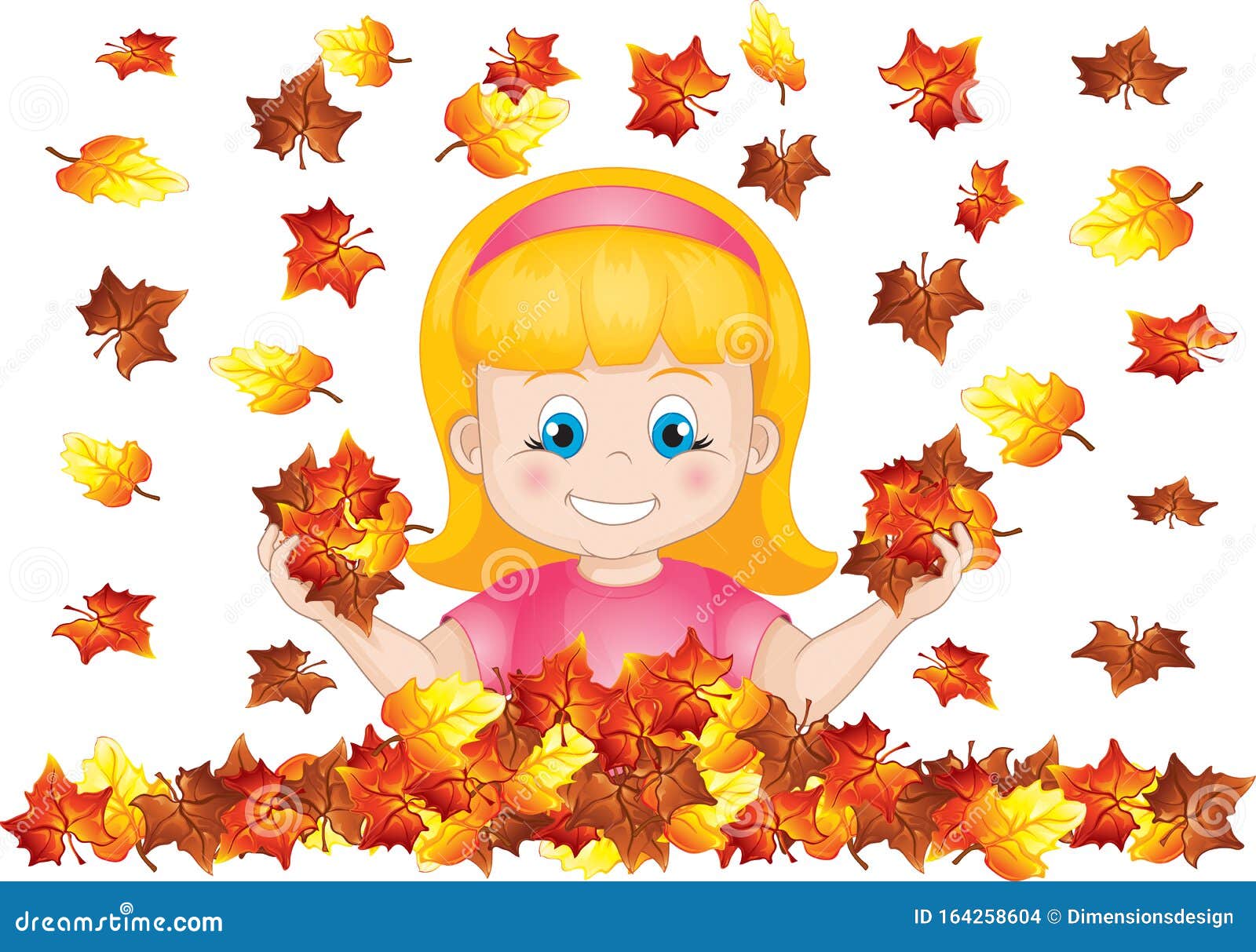 Girl with Fall Leaves stock vector. Illustration of girl - 164258604