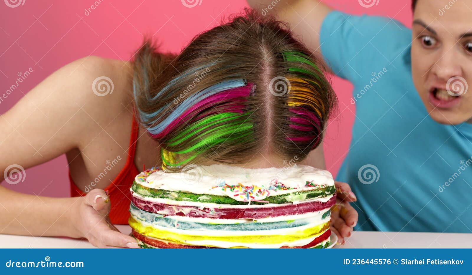 The Girl Falls Face Down in the Cake. Stock Footage - Video of plump ...