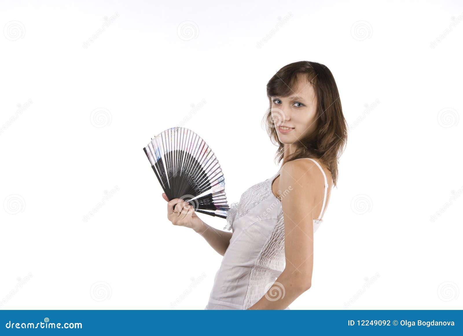 Girl with fan stock photo. Image of decoration, human - 12249092