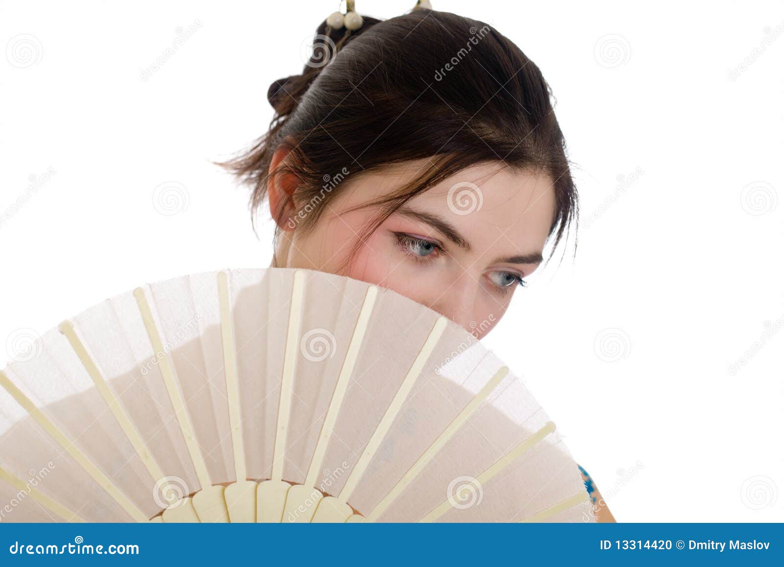 Girl with a fan stock photo. Image of model, traditional - 13314420